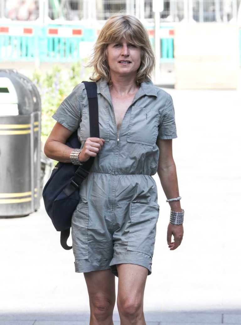 Rachel Johnson in a Short Jumpsuit Arrives at the Global Radio Studios ...