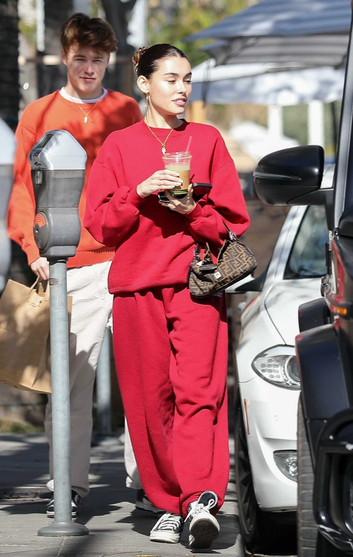 Madison Beer in a Red Sweatsuit Was Seen Out in Beverly Hills – Celeb Donut