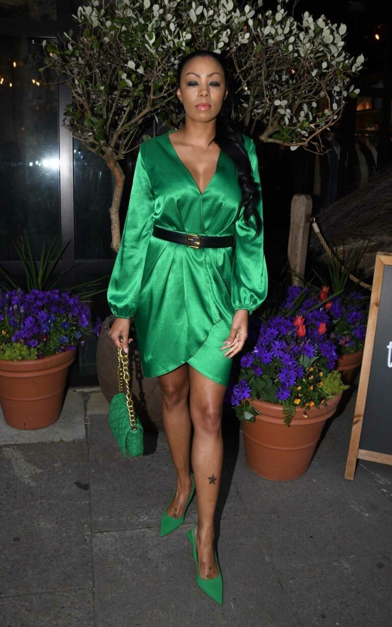 Precious Muir in a Green Dress Arrives at Miss Guided Babe Heat Event ...