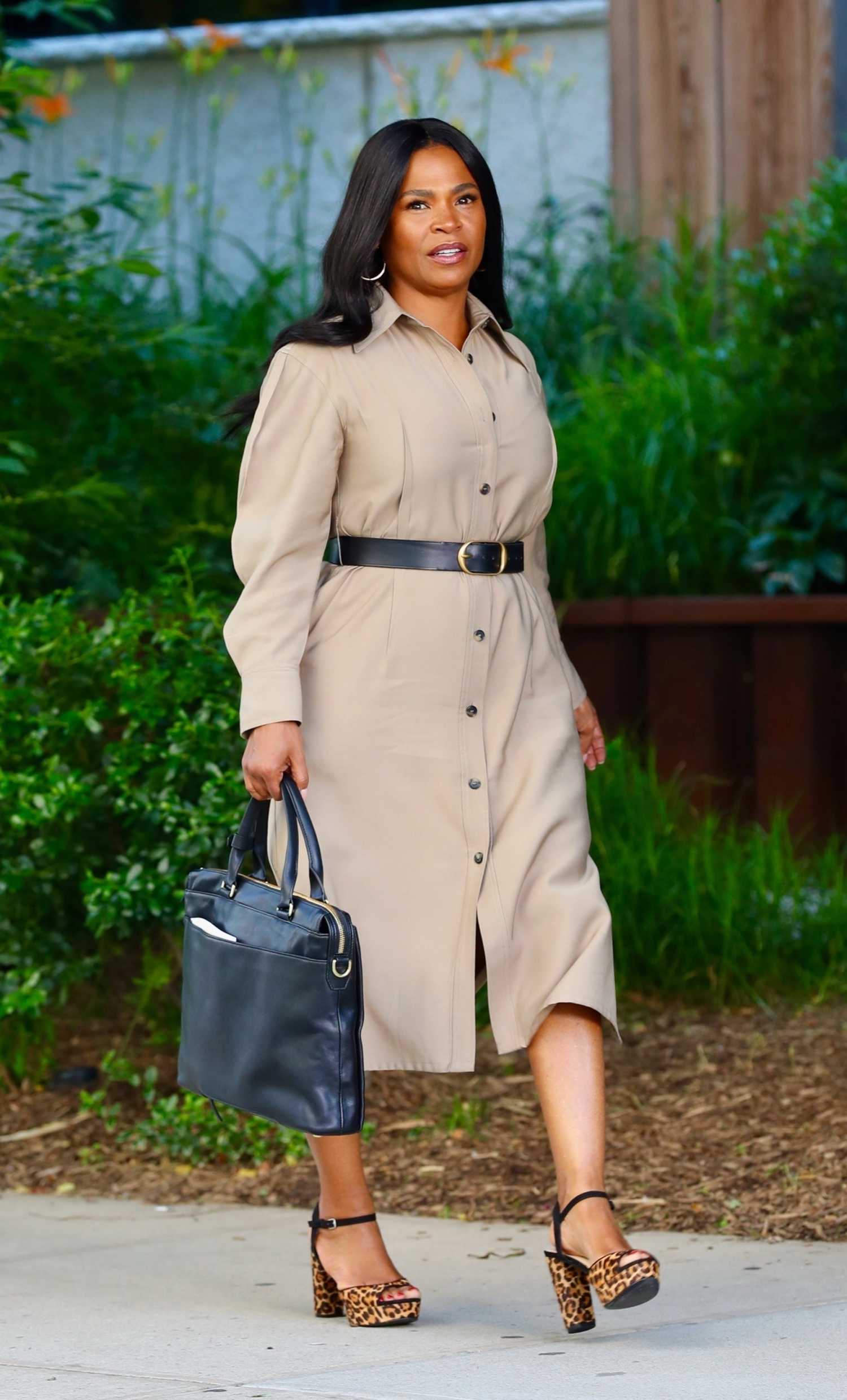 Nia Long in a Beige Dress on the Set of The Best Man: The Final ...