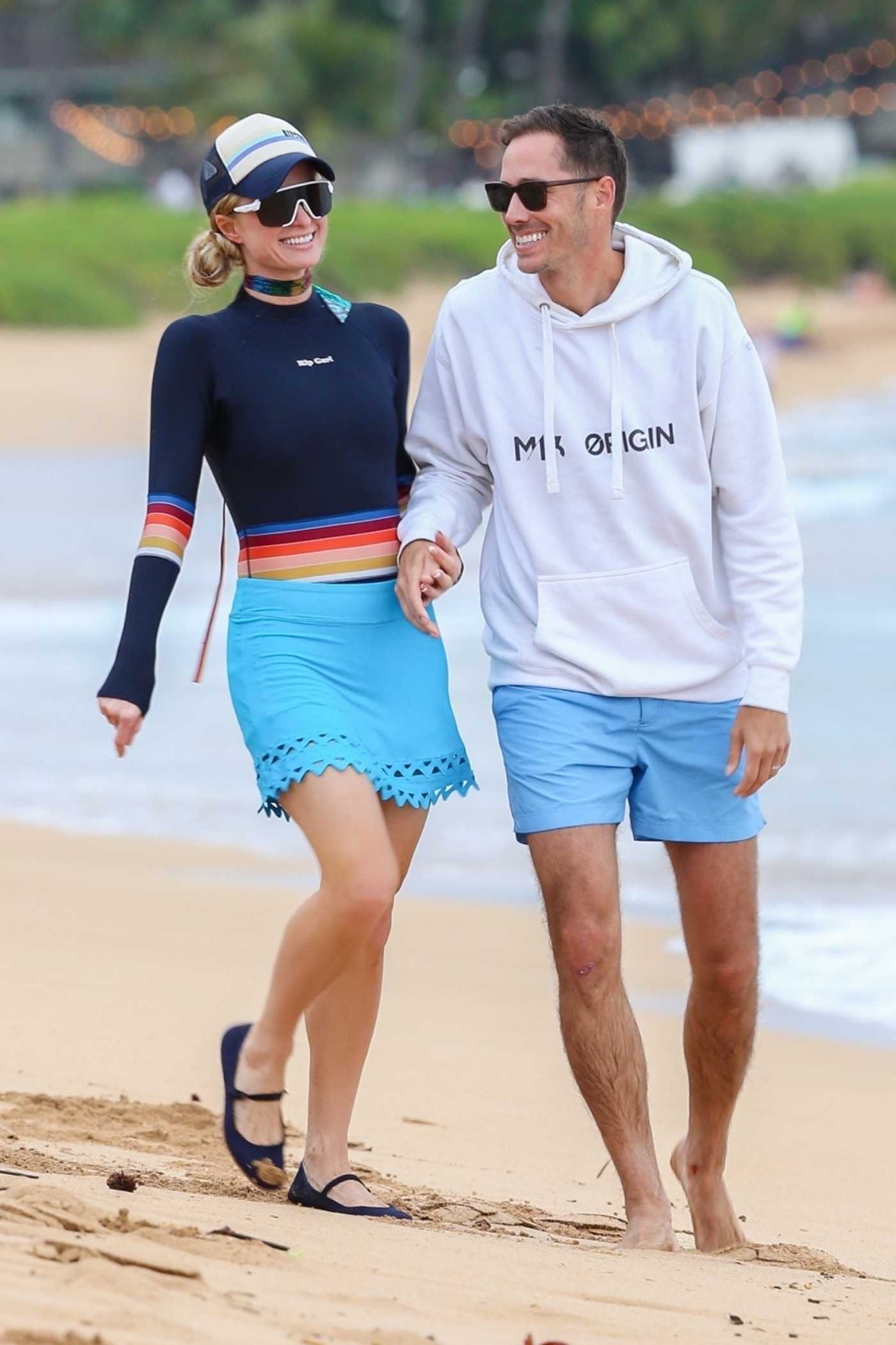 Paris Hilton in a Baby Blue Skirt Was Seen Out with Carter Reum in Maui ...