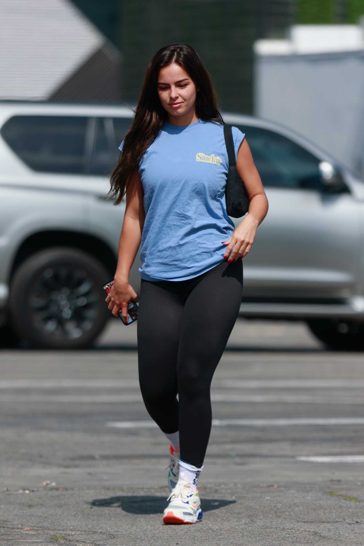 Addison Rae in a Blue Tee Arrives for Her Daily Pilates Session in West ...