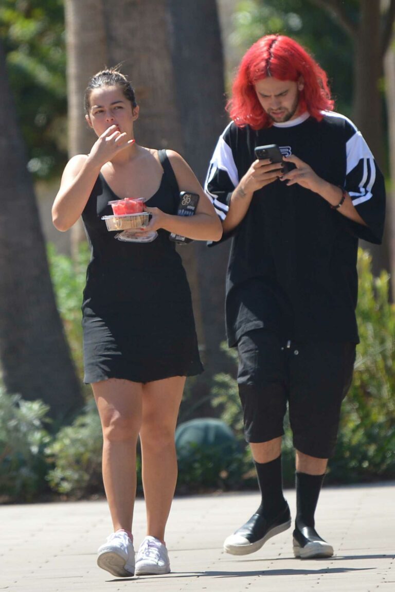 Addison Rae in a Black Mini Dress Was Seen Out with Her Boyfriend Omar ...