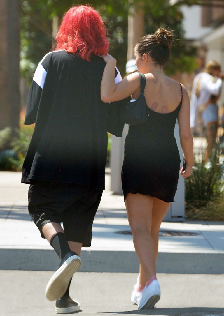 Addison Rae in a Black Mini Dress Was Seen Out with Her Boyfriend Omar ...