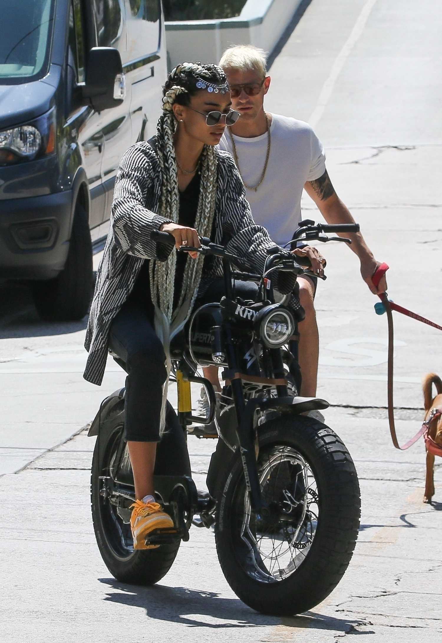 Kelly Gale in a Yellow Sneakers Enjoys a Morning Bike Ride with Joel ...