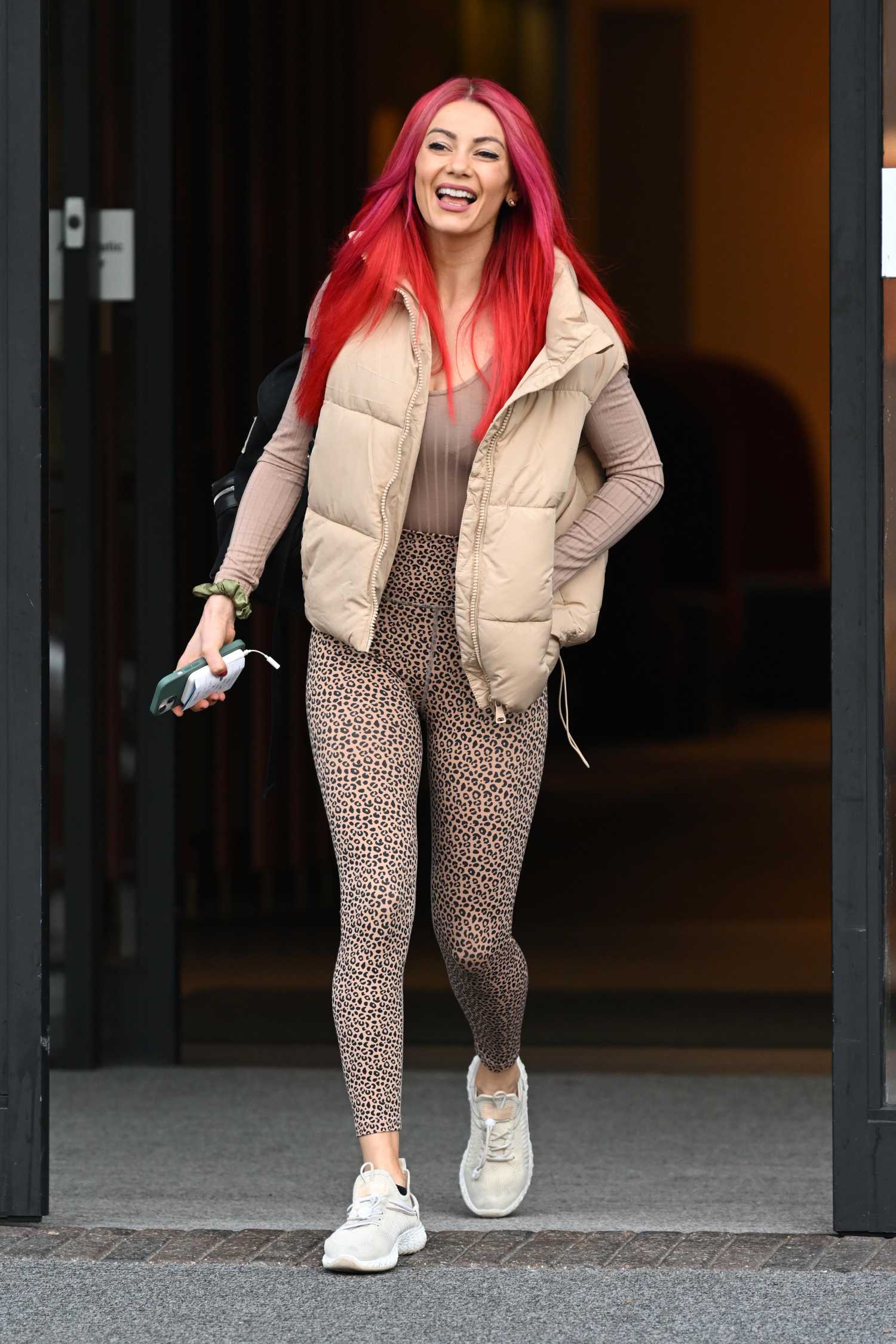 Dianne Buswell in an Animal Print Leggings Leaves Her Hotel in Elstree ...