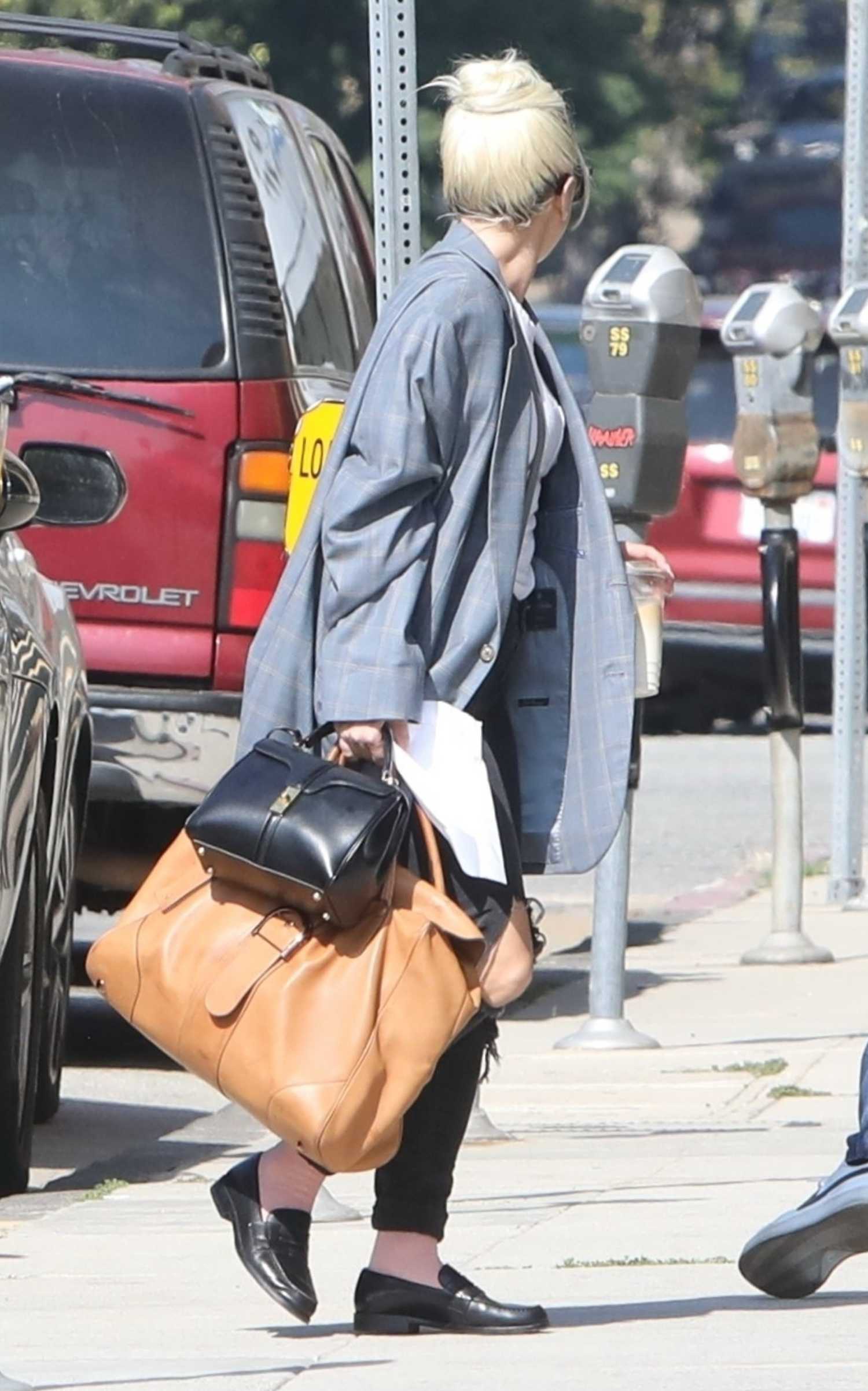 Lady Gaga in a Grey Blazer Arrives at a Music Studio in West Hollywood ...