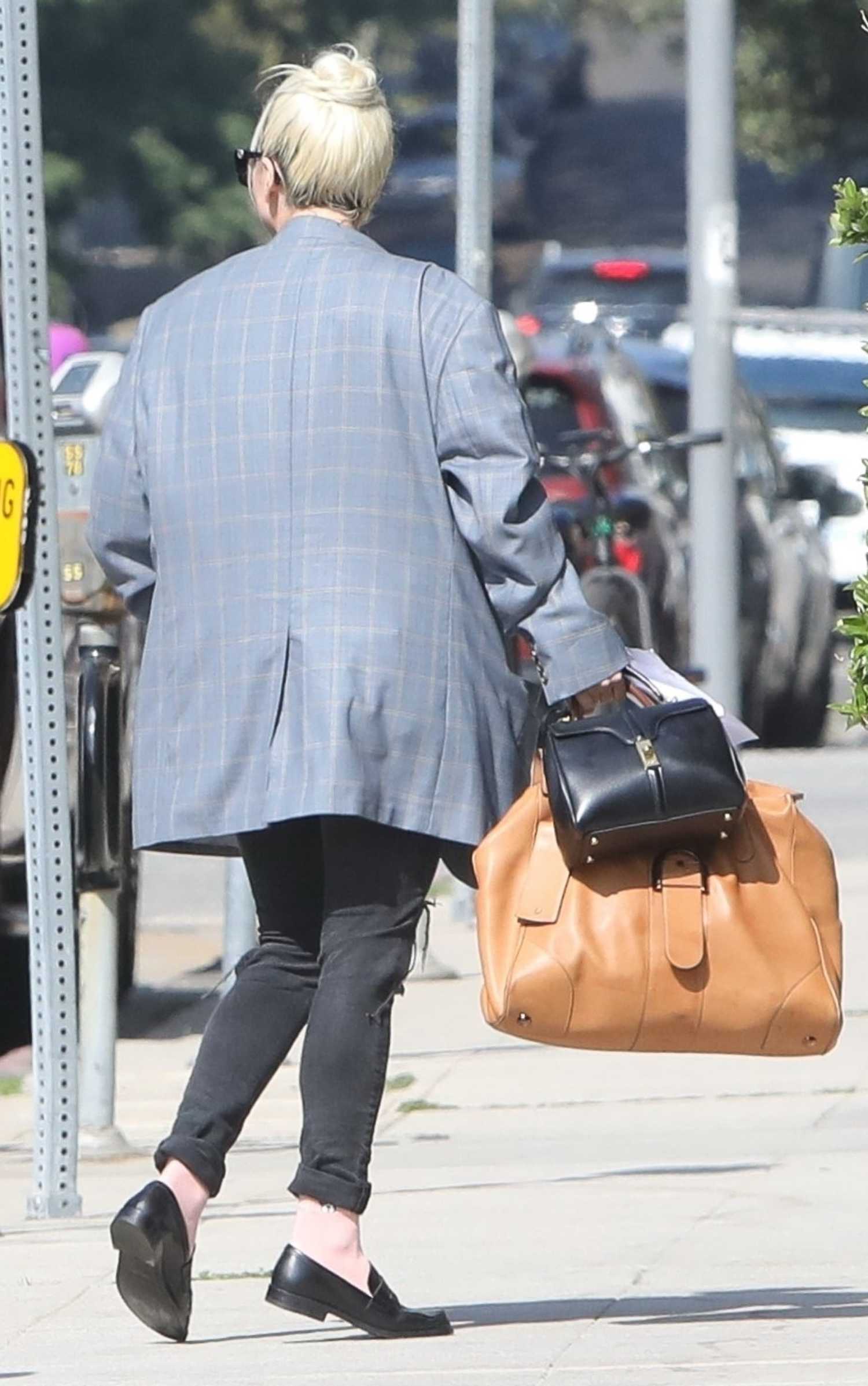 Lady Gaga in a Grey Blazer Arrives at a Music Studio in West Hollywood ...