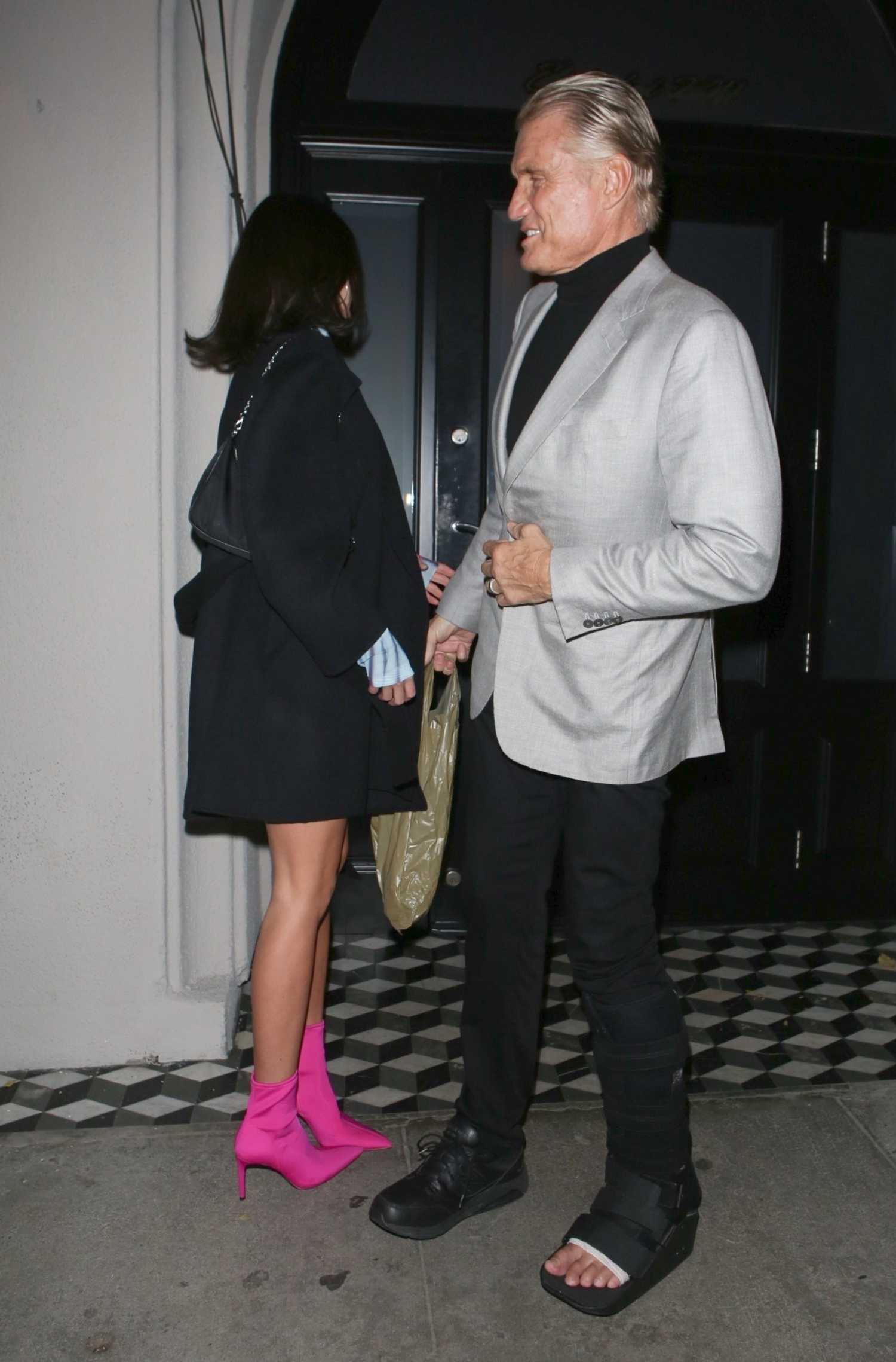 Emma Krokdal in a Pink High Heel Boots Arrives for Dinner with Dolph ...