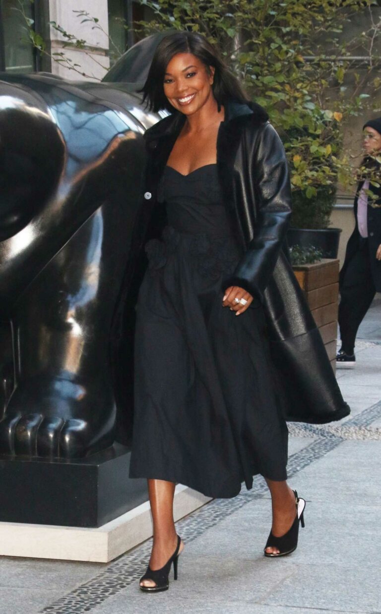 Gabrielle Union in a Black Leather Coat Was Seen Out in New York ...