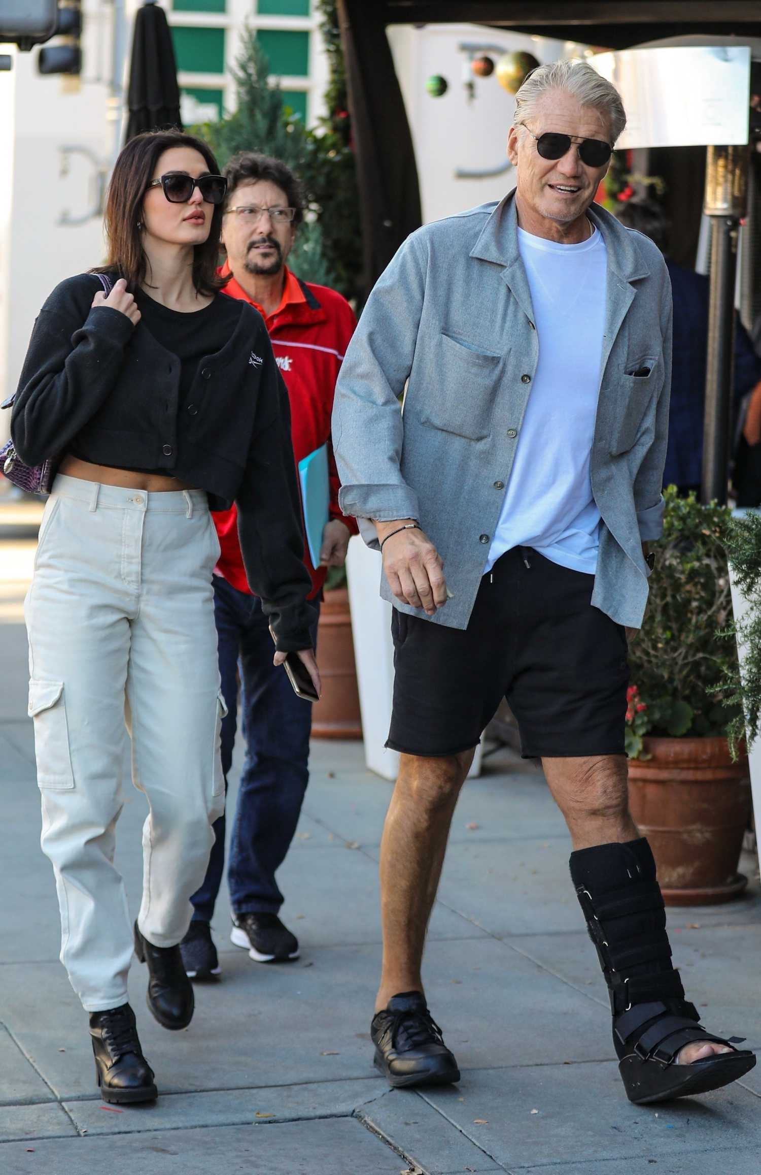 Emma Krokdal in a Black Short Cardigan Was Seen Out with Dolph Lundgren ...