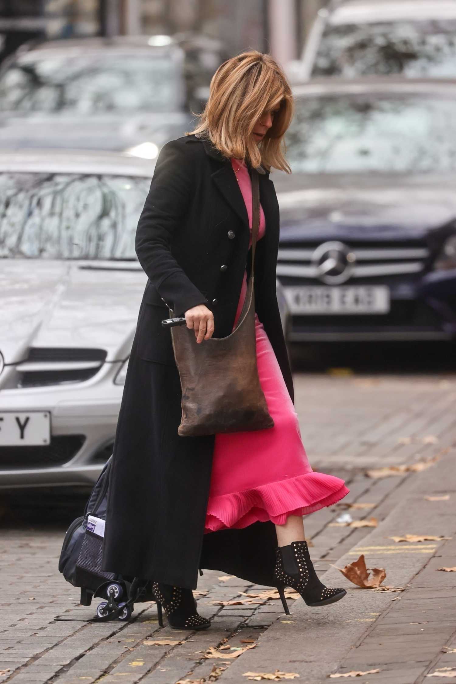 Kate Garraway in a Pink Ankle Length Dress Arrives at the Smooth Radio ...