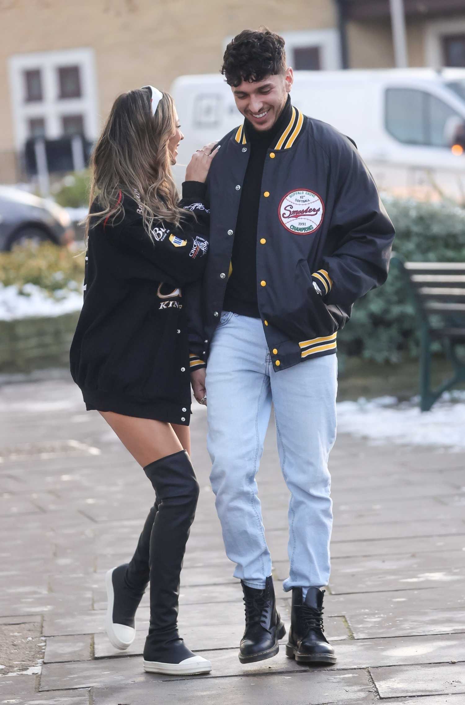 Kayla Richart in a Black Mini Skirt Was Seen Out with Her Boyfriend in ...