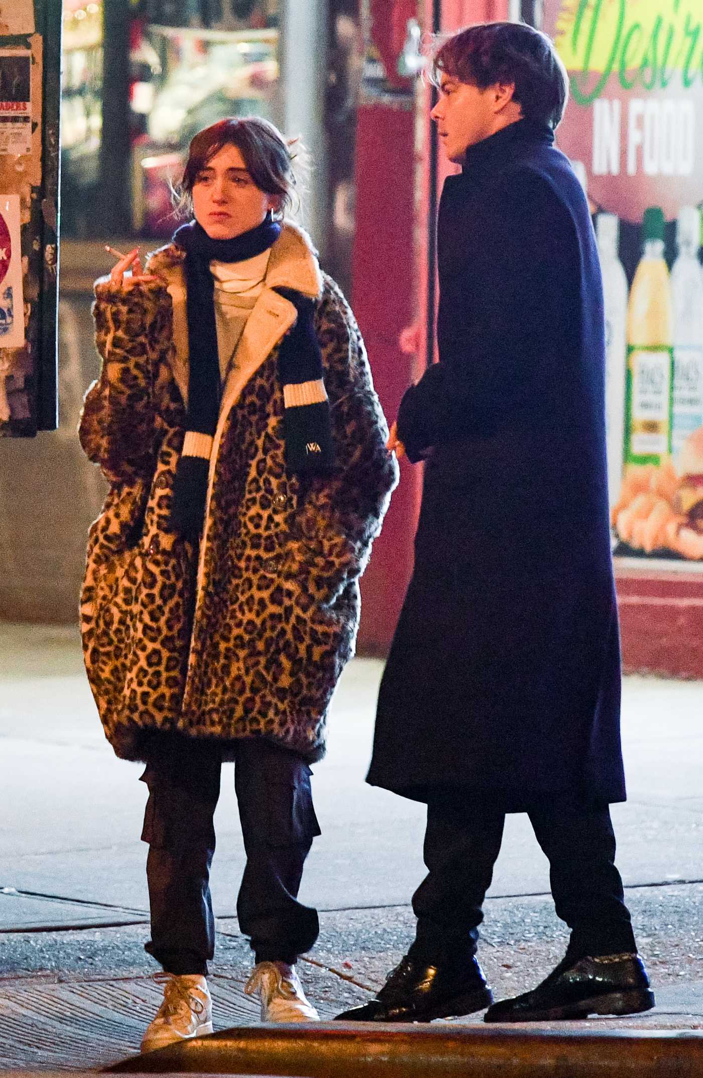 Natalia Dyer in an Animal Print Fur Coat Was Seen Out with Charlie ...