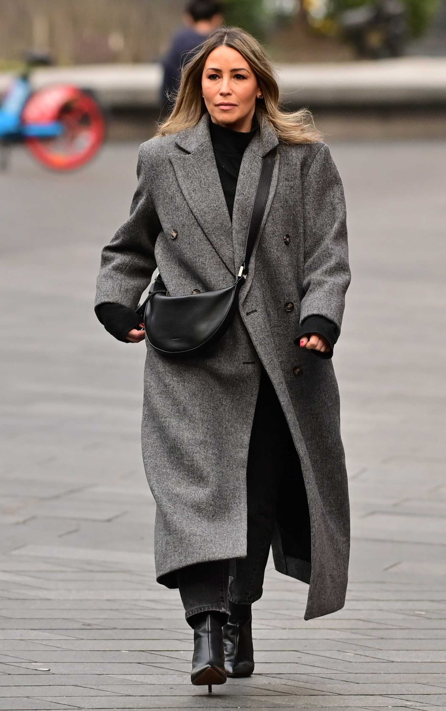 Rachel Stevens in a Grey Coat Leaves the Global Radio Studios in London ...