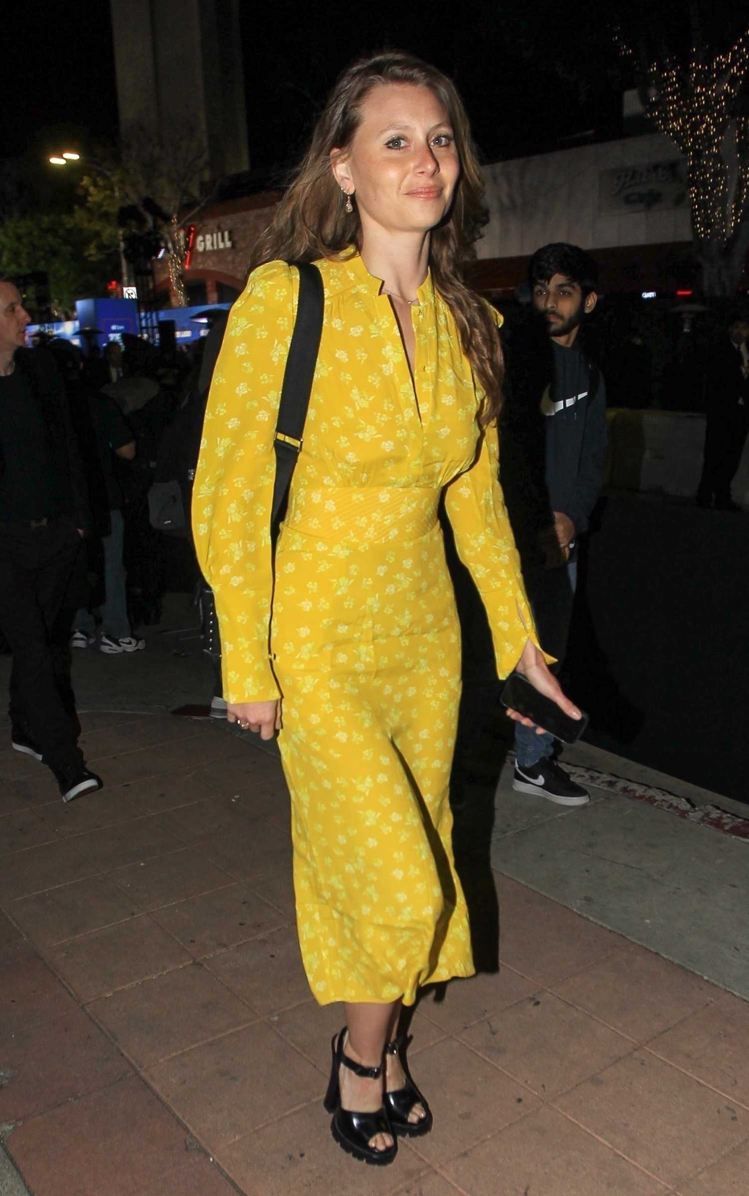 Aly Michalka in a Yellow Dress Arrives at the Ted Lasso Season 3 ...