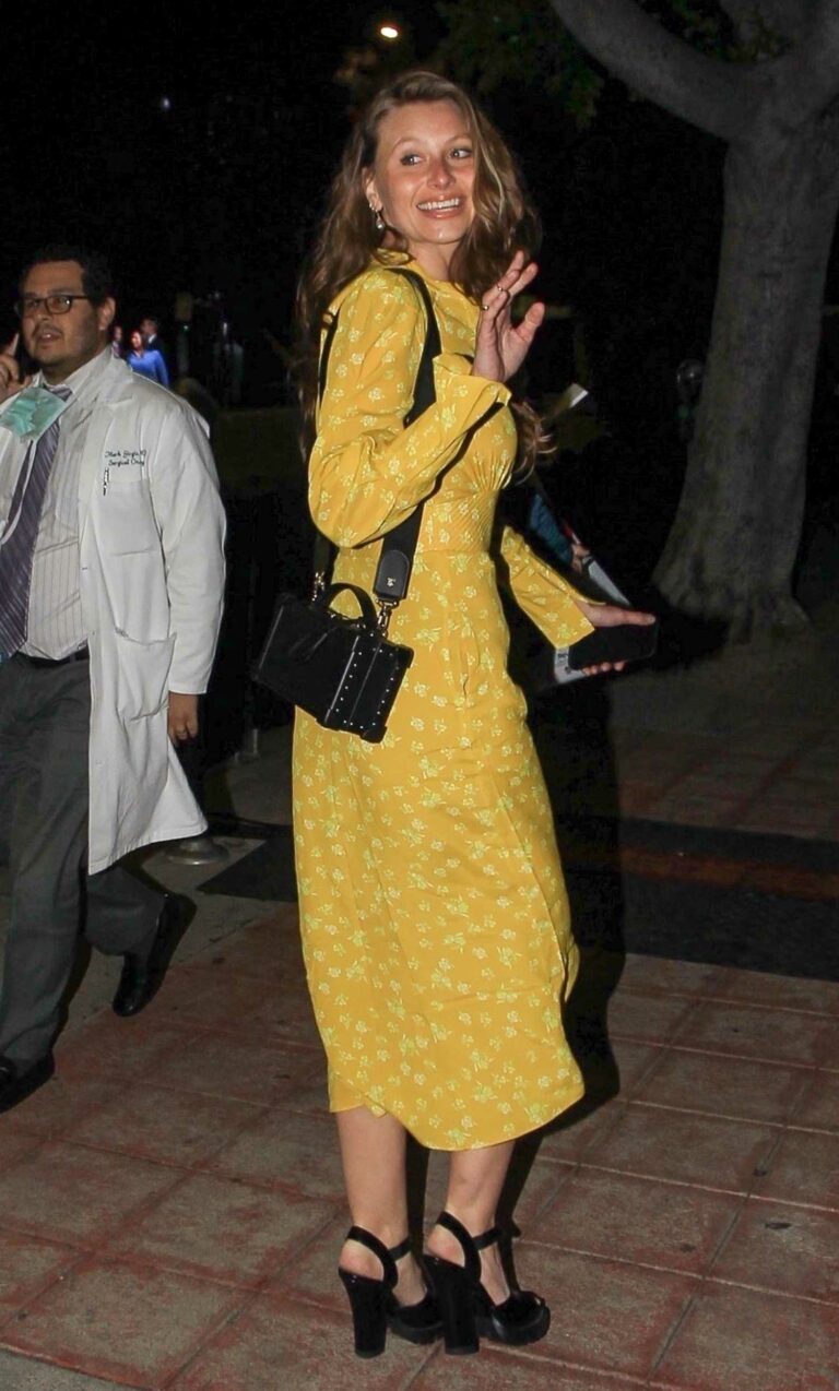Aly Michalka in a Yellow Dress Arrives at the Ted Lasso Season 3 ...