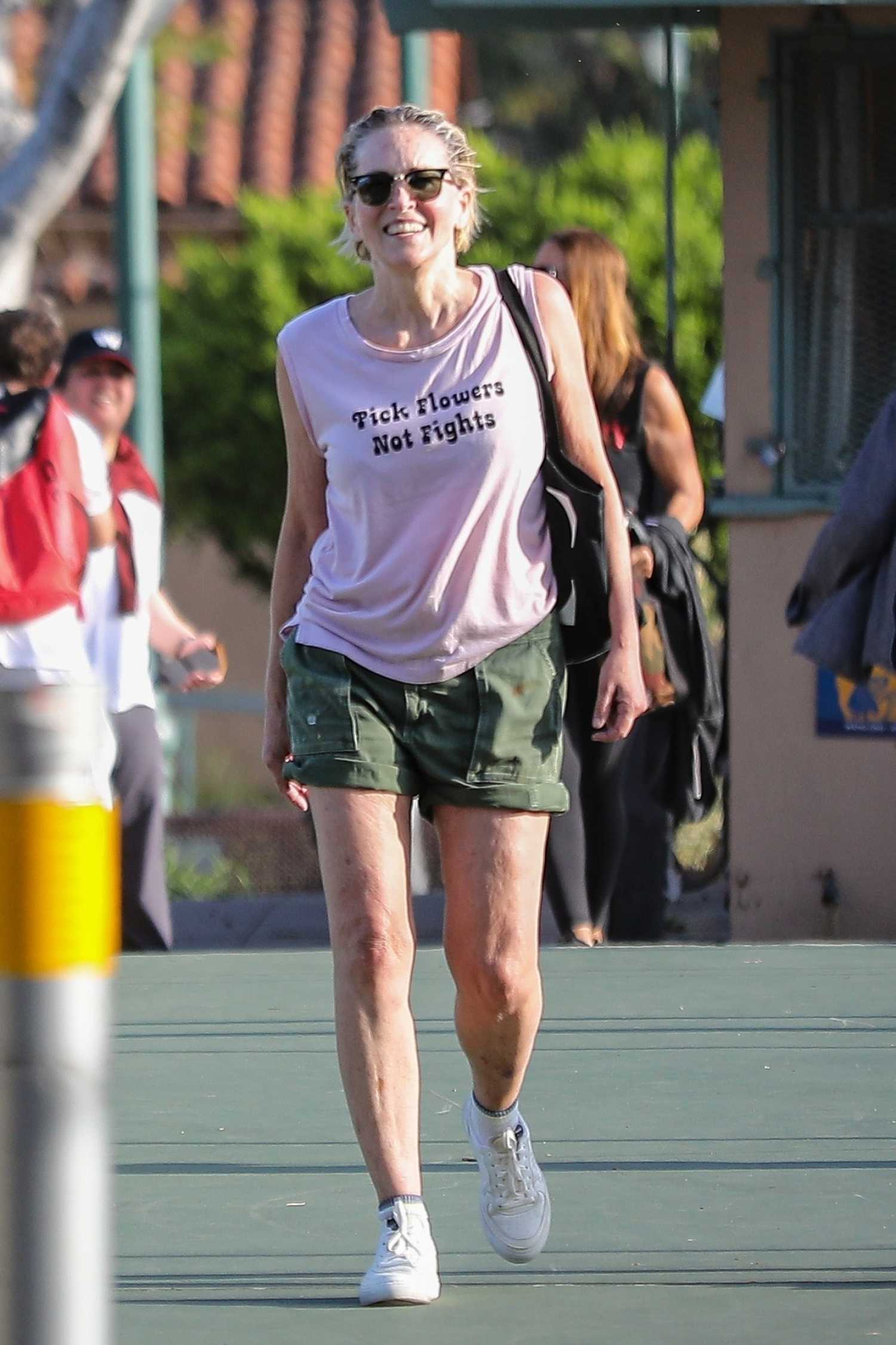 Sharon Stone in an Olive Shorts Was Seen Out in Beverly Hills – Celeb Donut