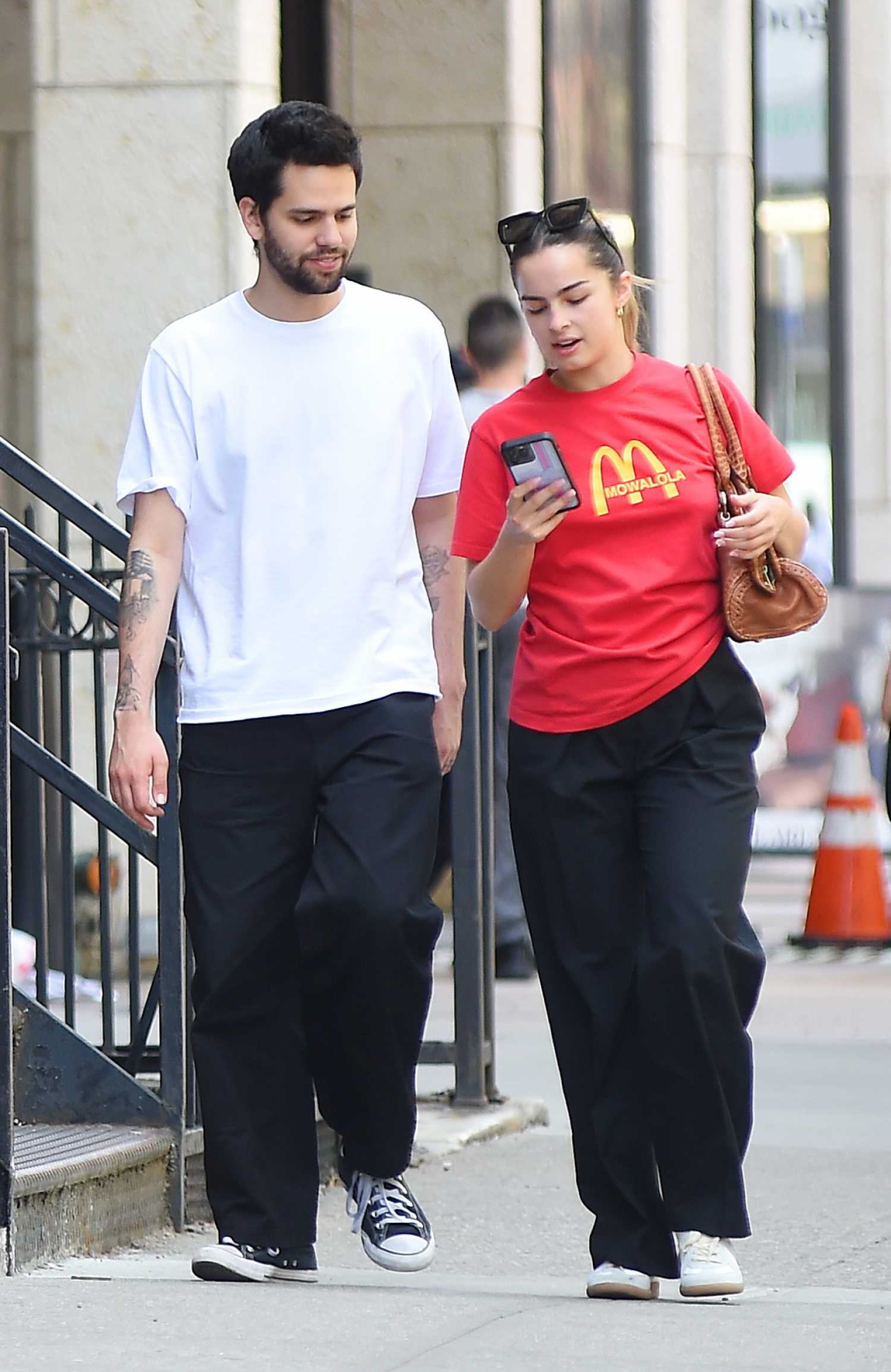 Addison Rae in a Red Tee Was Seen Out with Her Boyfriend Omer Fedi in ...