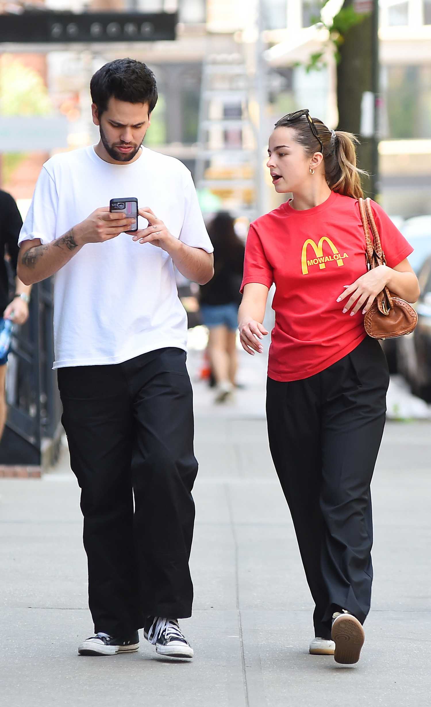 Addison Rae in a Red Tee Was Seen Out with Her Boyfriend Omer Fedi in ...