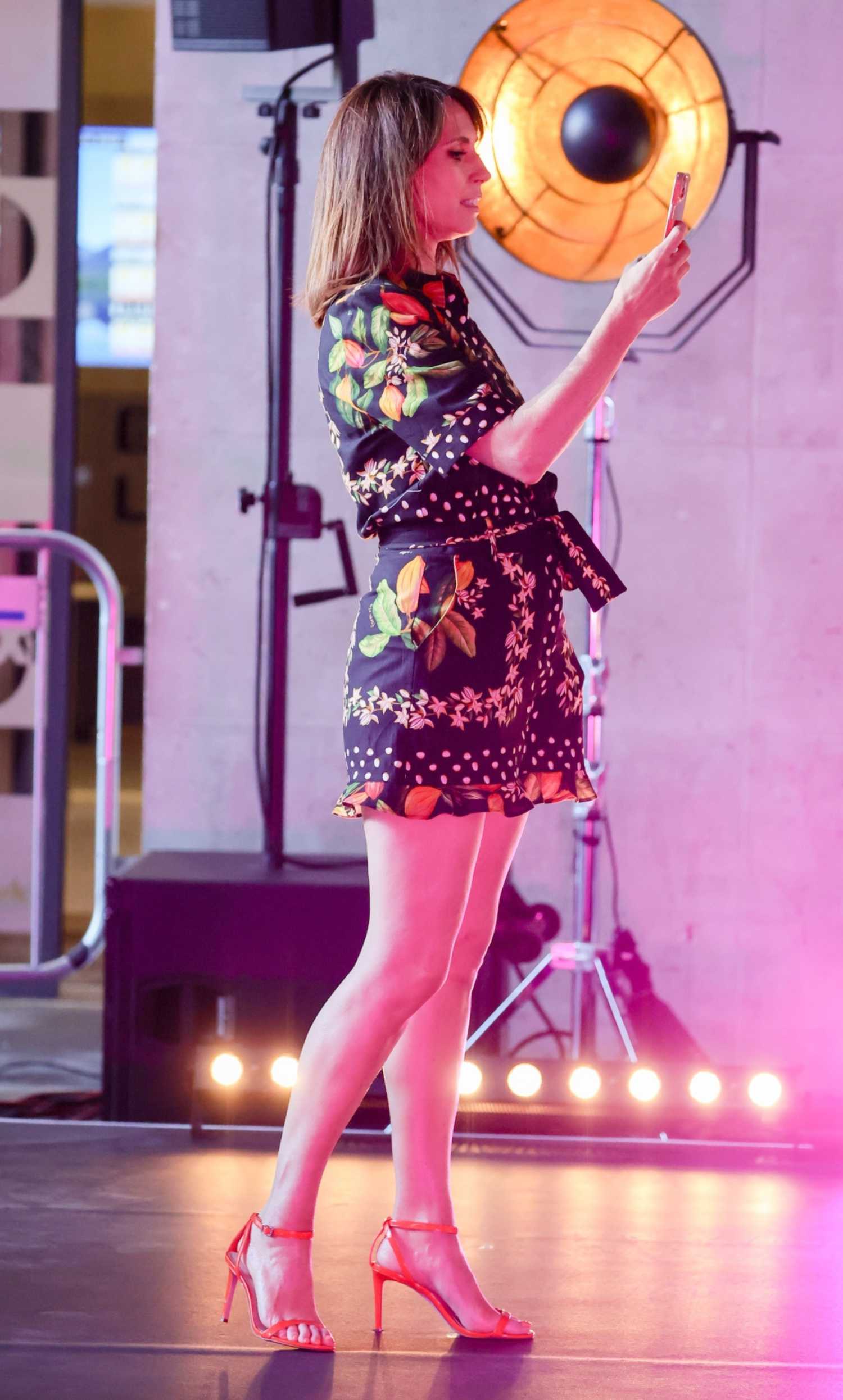 Alex Jones in a Black Floral Dress Arrives at The One Show in London ...