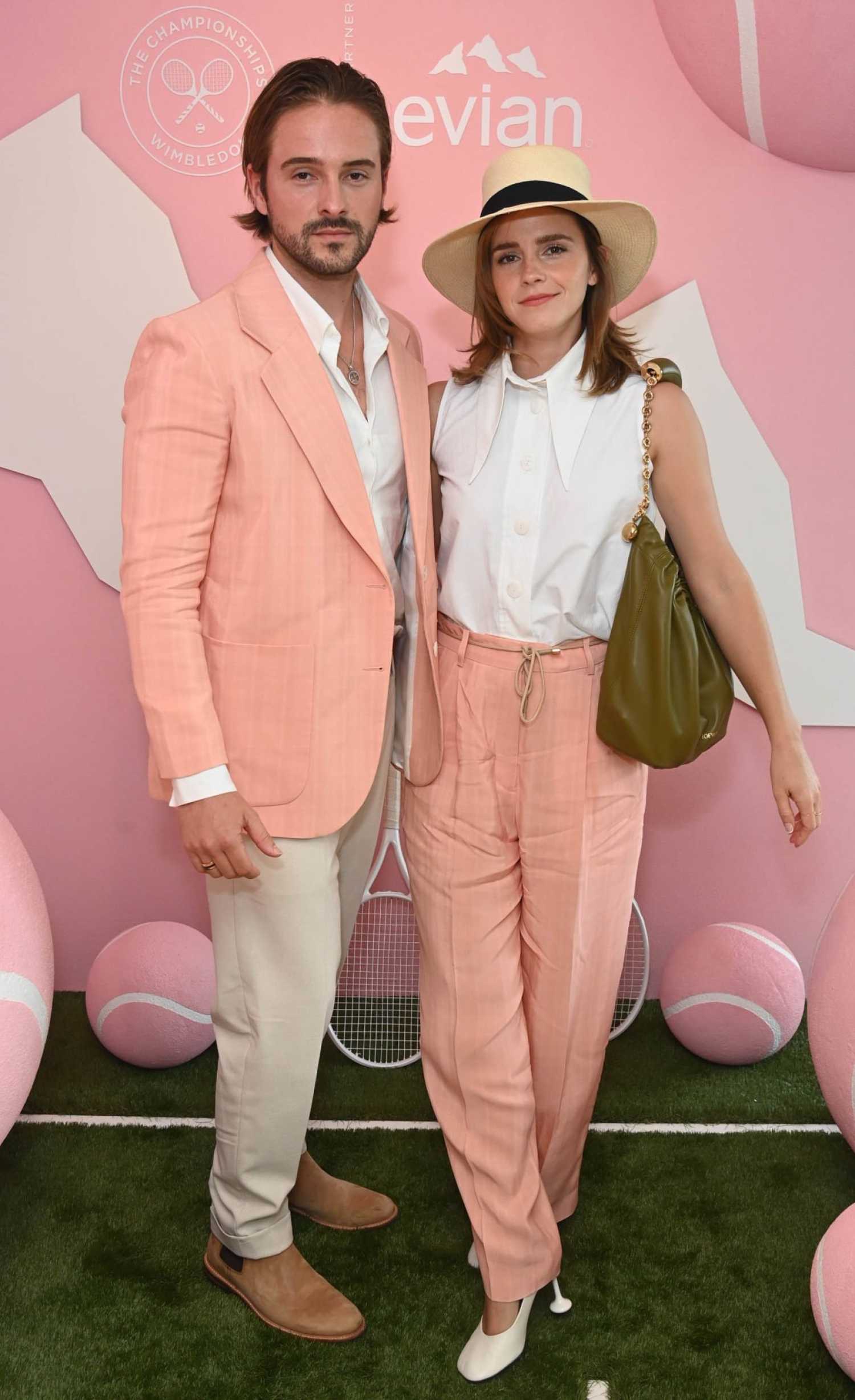 Emma Watson in a Pink Pants Poses in the Evian VIP Suite on Day ...