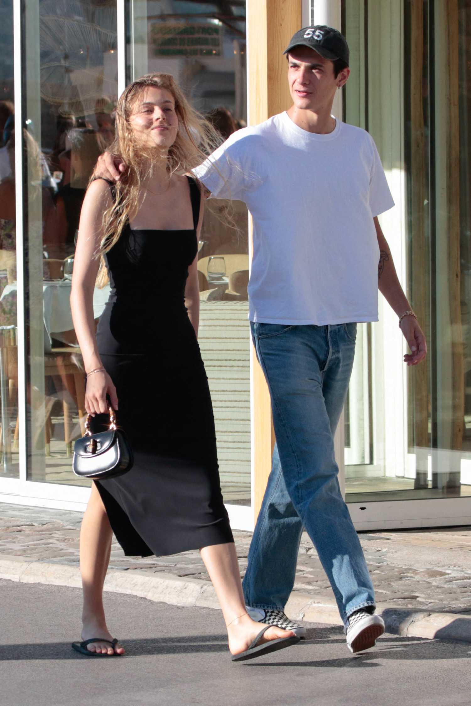 Ivanka Smilenko in a Black Dress Enjoying a Stroll Out with Valentin ...