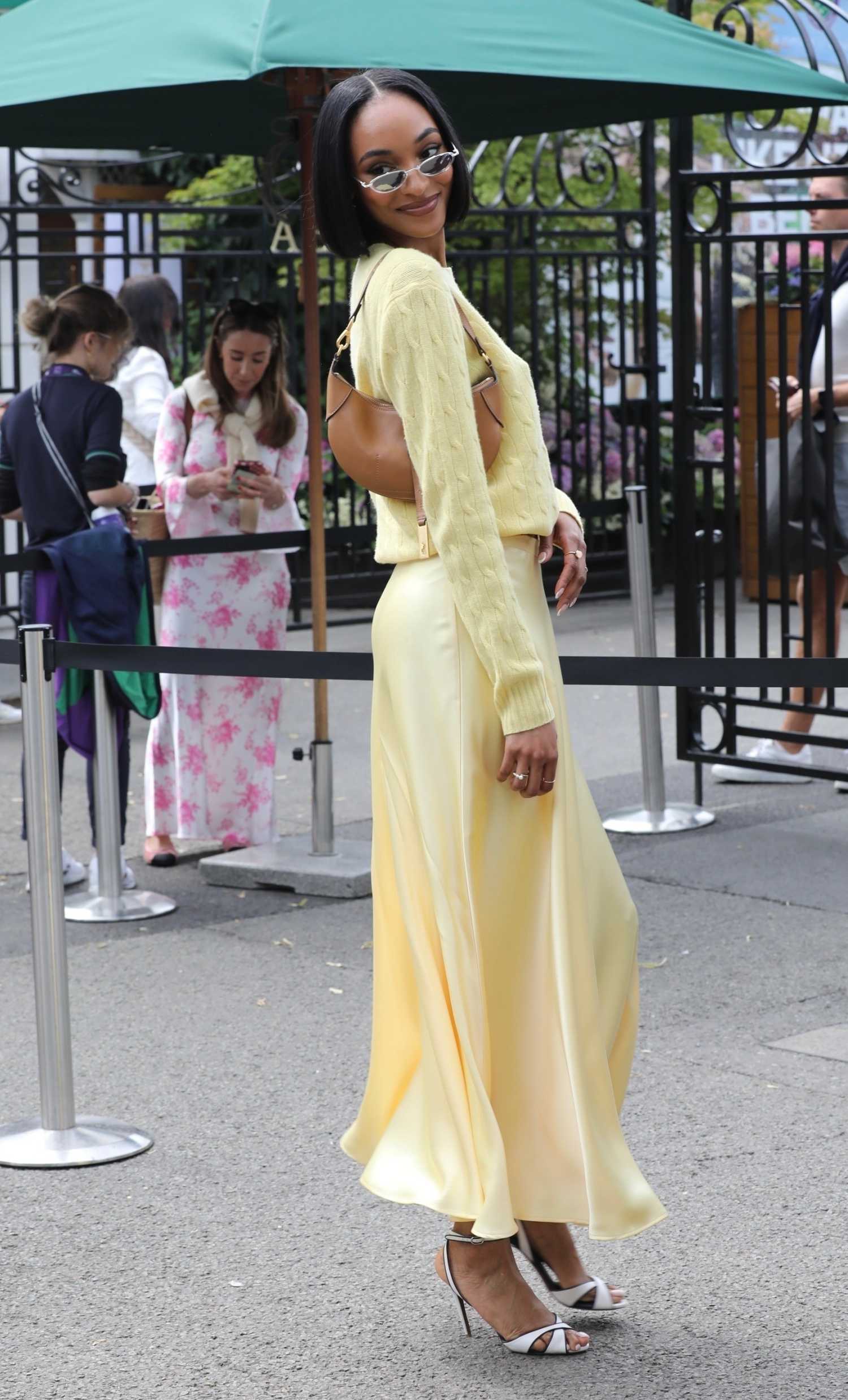 Jourdan Dunn in a Yellow Ensemble Was Seen During 2023 Wimbledon Tennis ...