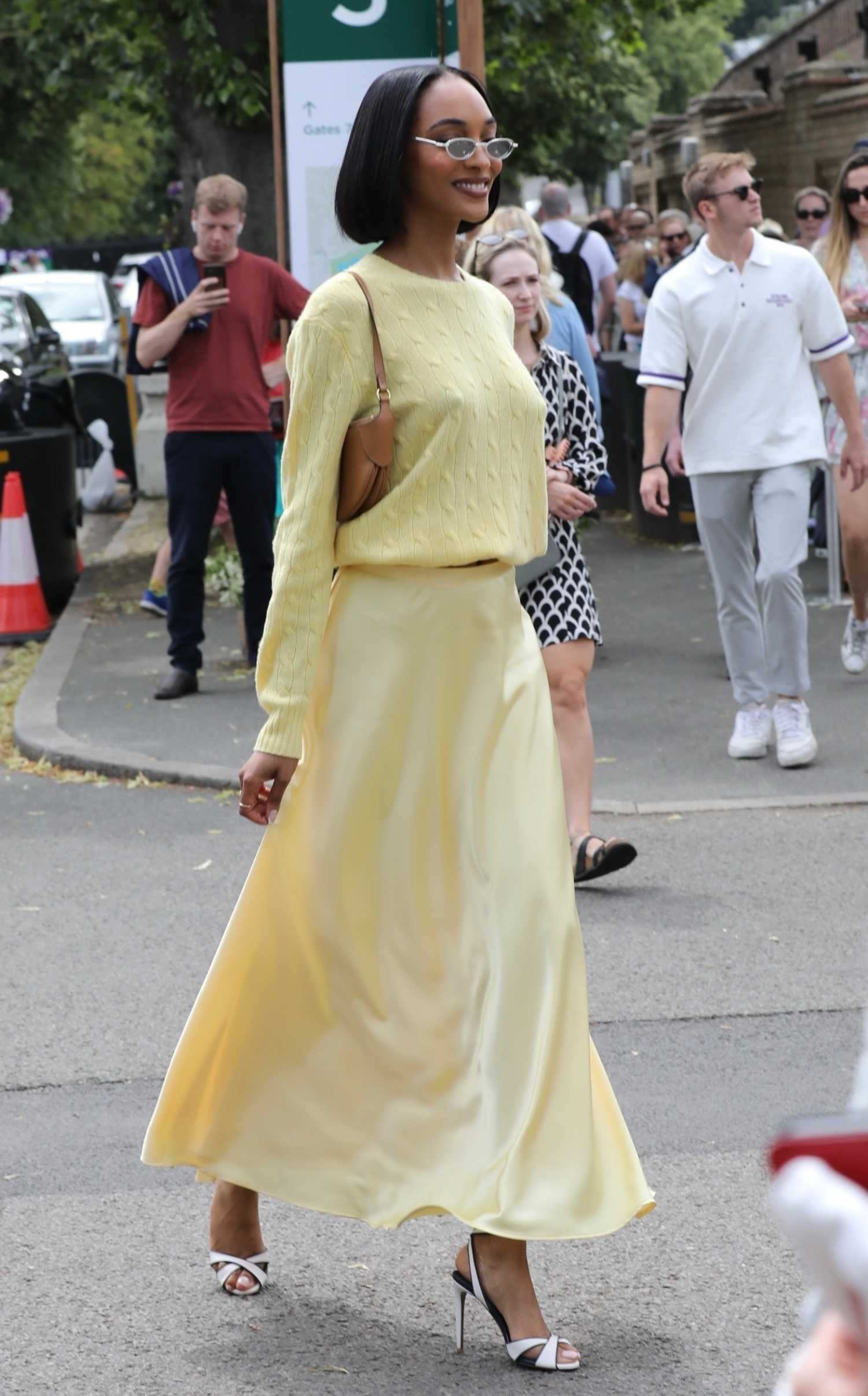 Jourdan Dunn in a Yellow Ensemble Was Seen During 2023 Wimbledon Tennis ...