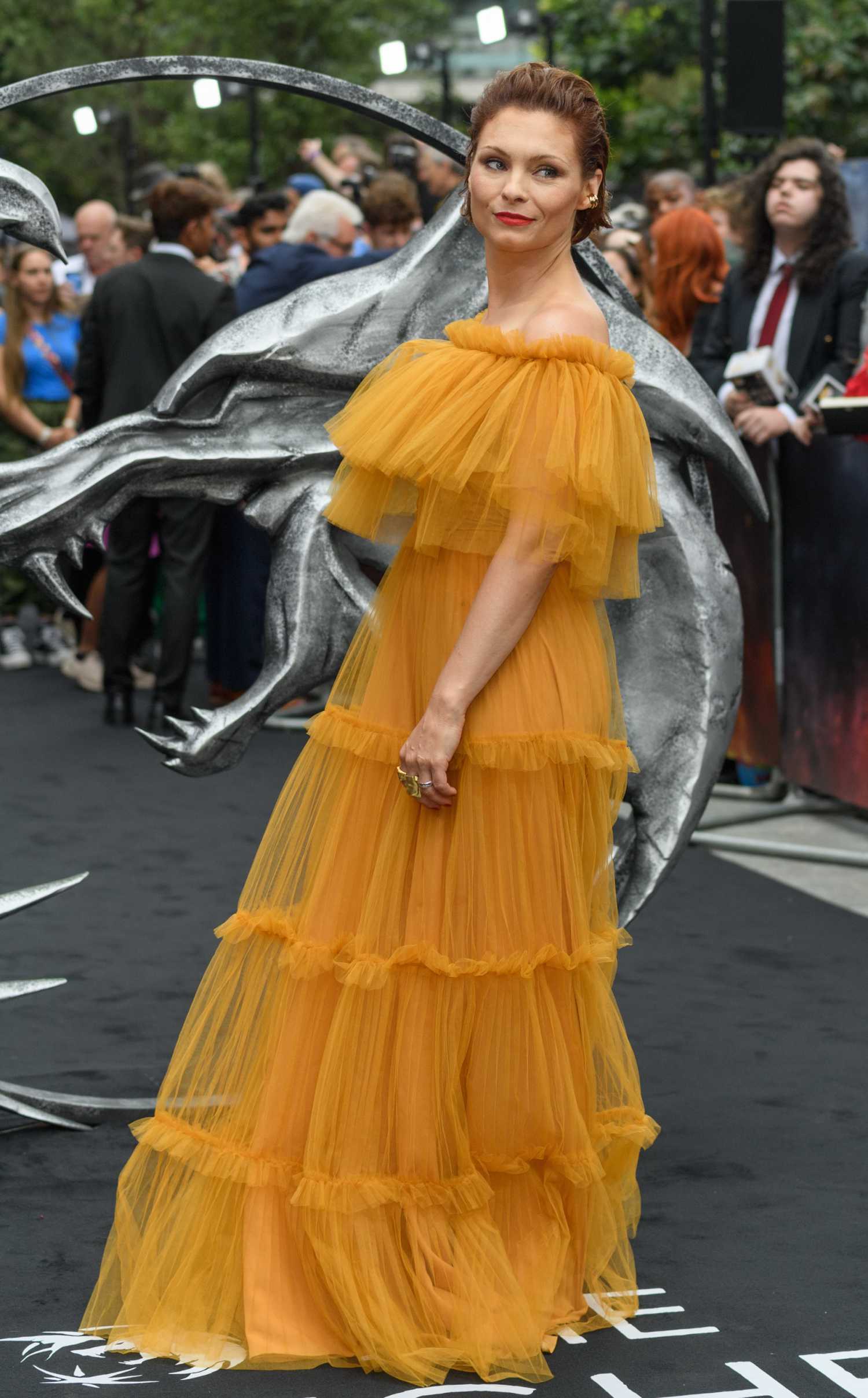 MyAnna Buring in a Yellow Dress Arrives at The Witche” UK Premiere at ...