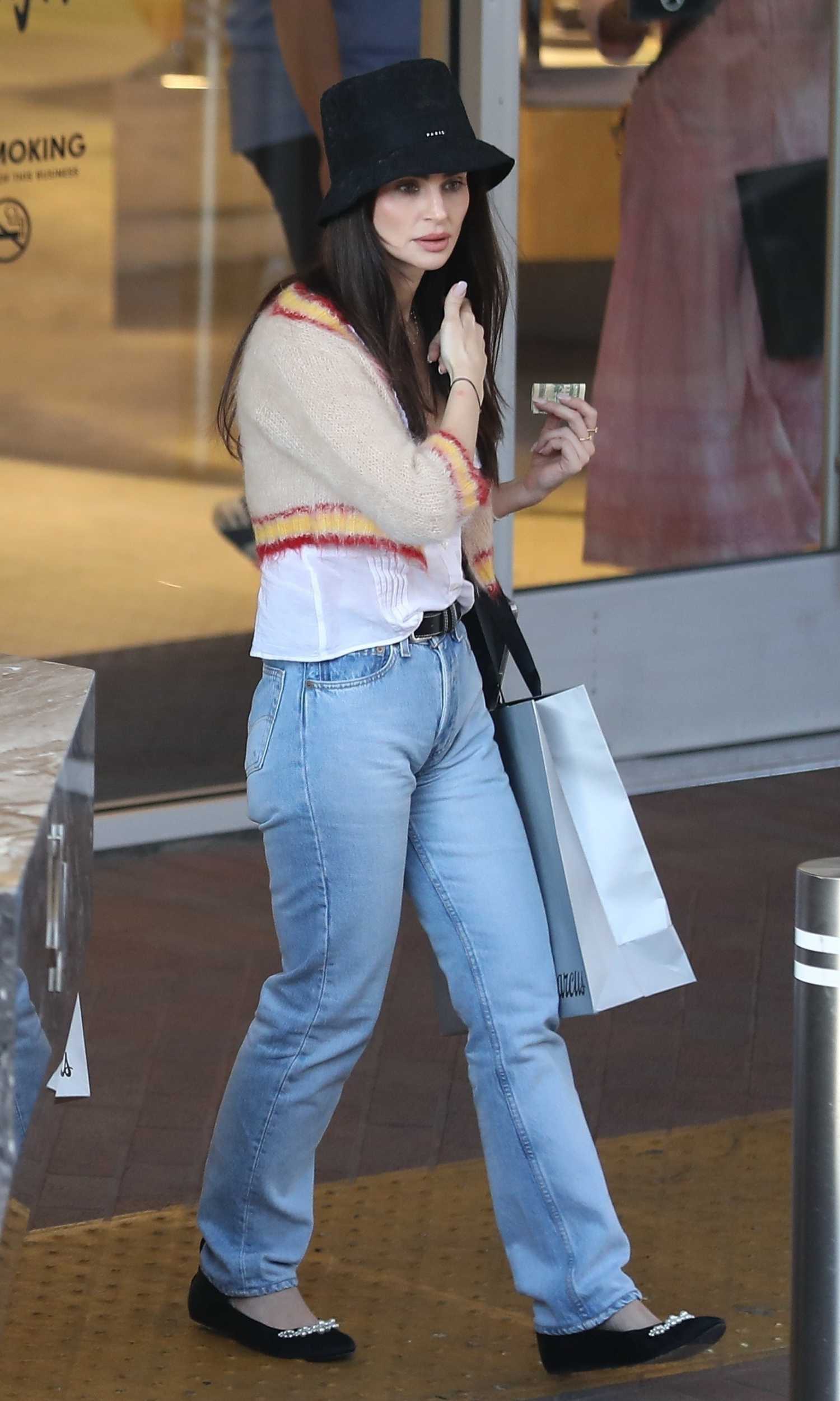 Aimee Osbourne in a White Blouse Leaves the Upscale Neiman Marcus Store ...